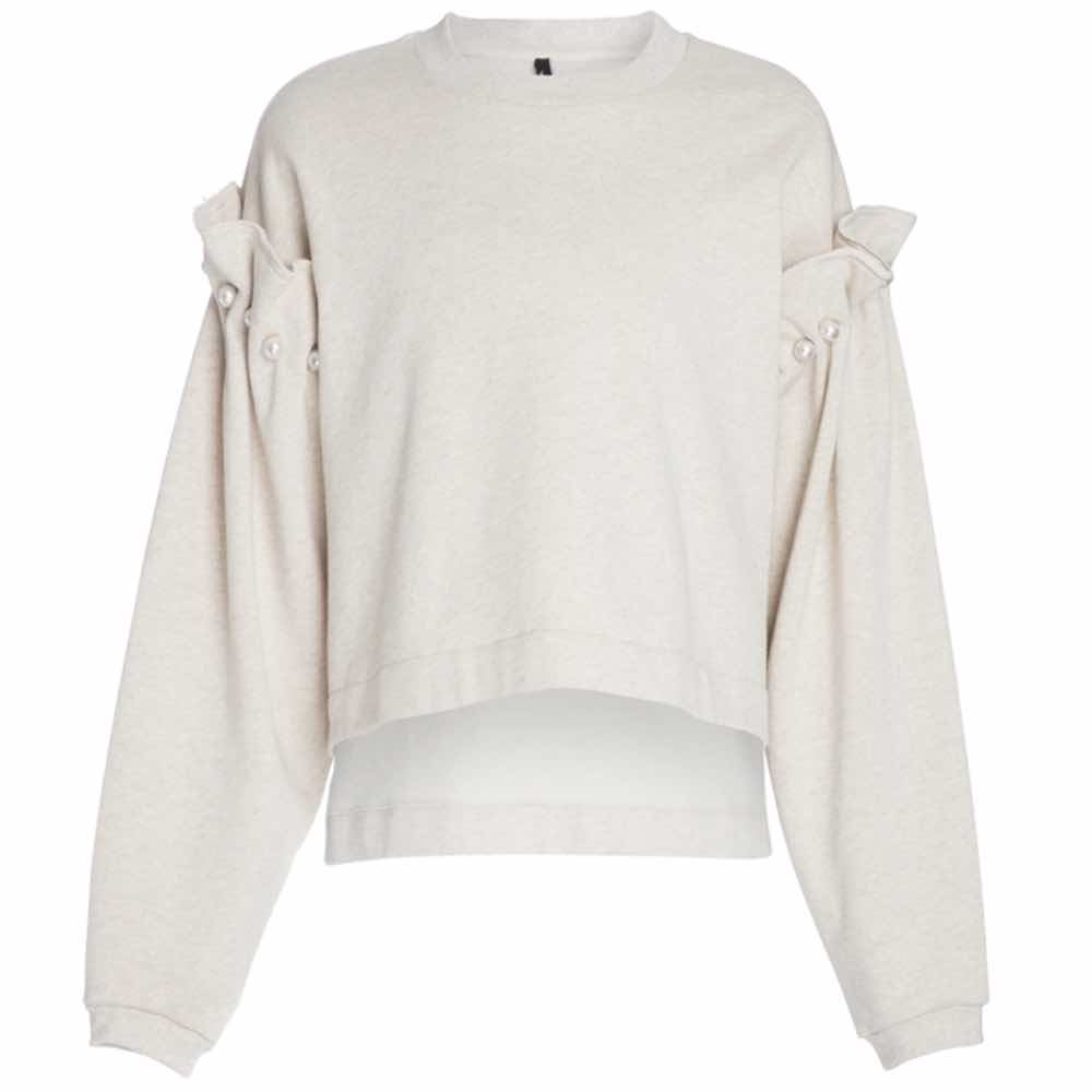 Mother of Pearl Dani sweatshirt with pearl shoulders. Rå feminin ...